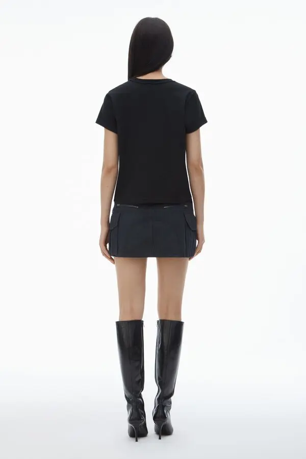 Alexander Wang Puff Logo Shrunken Tee In Cotton Jersey