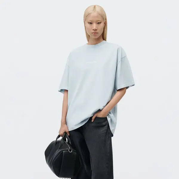Alexander Wang Logo Print Short Sleeve Tee - Washed Sky