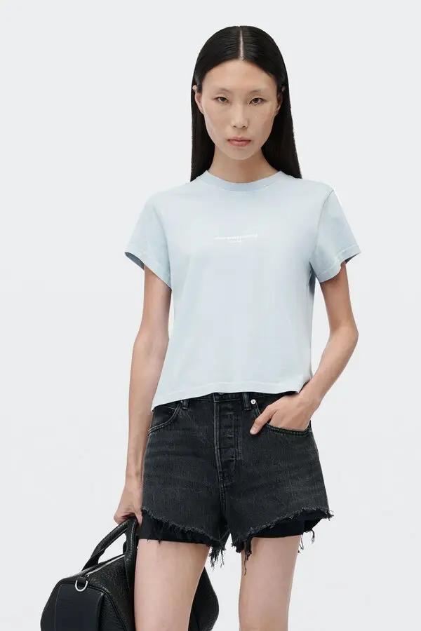 Alexander Wang Logo Print Shrunken Short Sleeve Tee