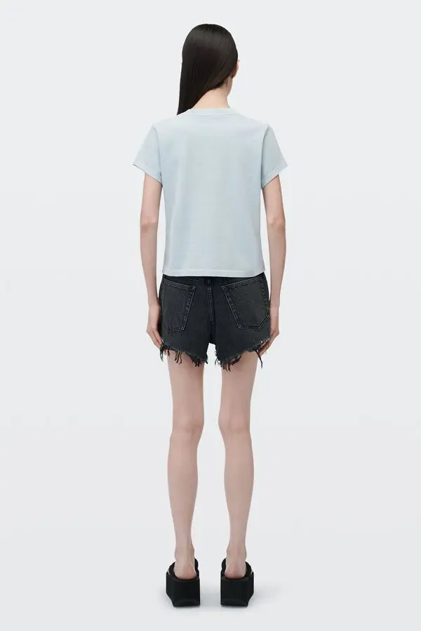 Alexander Wang Logo Print Shrunken Short Sleeve Tee