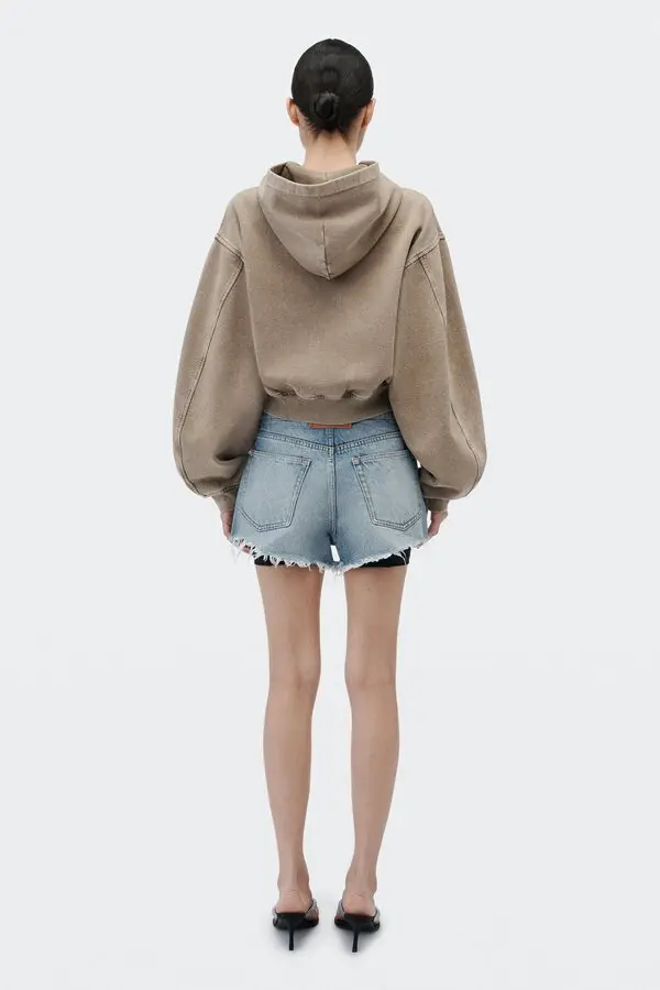 Alexander Wang Crystal Hotfix Zip Up Hoodie