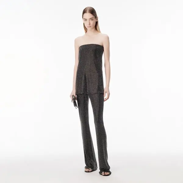Alexander Wang Crystal Hotfix Strapless Corset Jumpsuit - Black