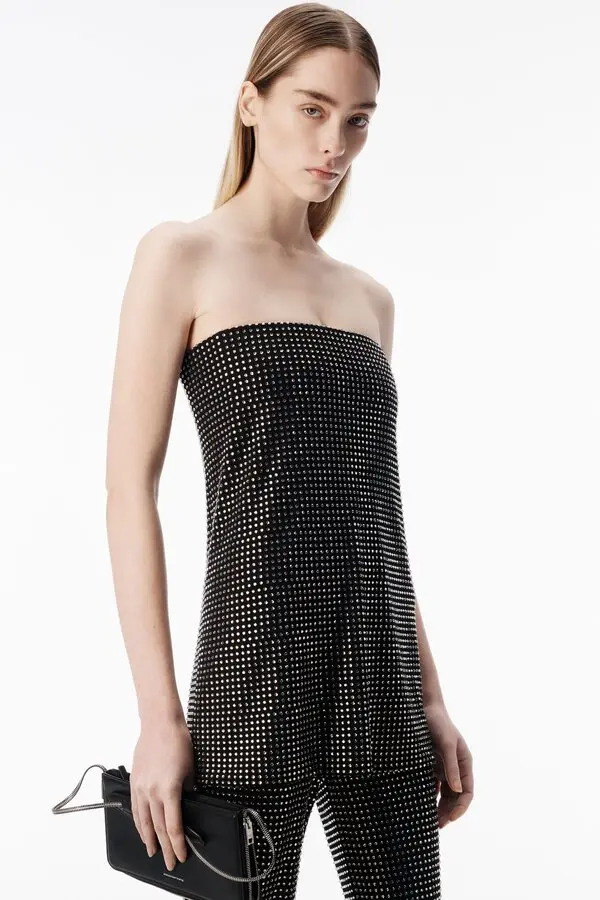 Alexander Wang Crystal Hotfix Strapless Corset Jumpsuit