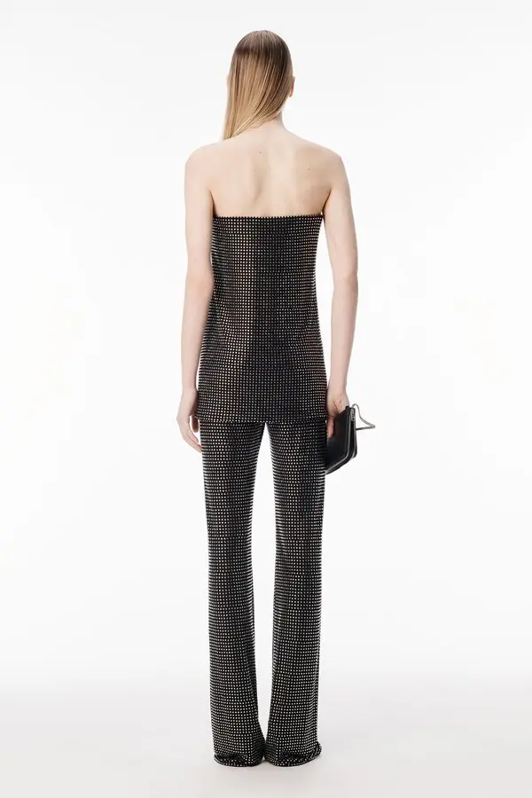 Alexander Wang Crystal Hotfix Strapless Corset Jumpsuit
