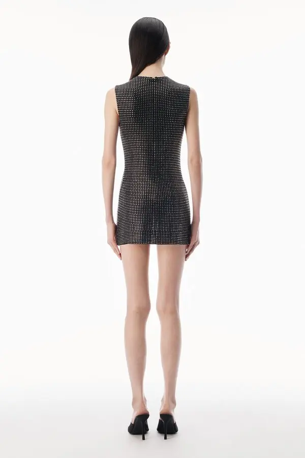 Alexander Wang Crystal Hotfix Sleeveless Mini Dress