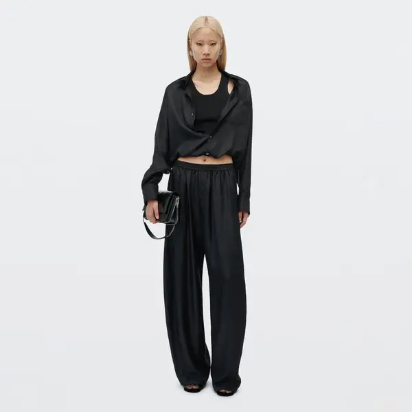 Alexander Wang Silk Mid-rise Track Pant - Black