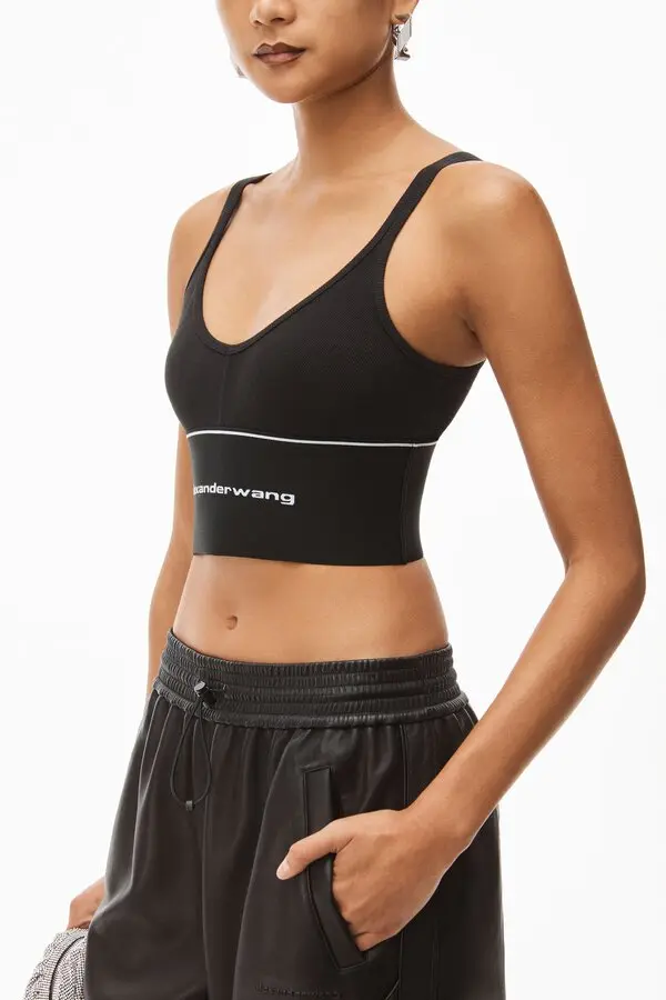 Alexander Wang Logo Elastic Bra In Ribbed Jersey
