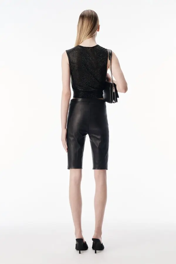 Alexander Wang Crystal Hotfix Deep V-neck Knotted Tank