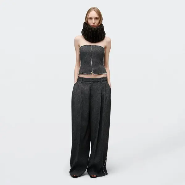 Alexander Wang Crystal Trim Mid-rise Pant - Charcoal