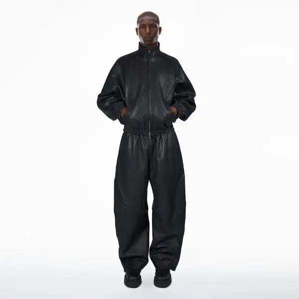 Alexander Wang Track Pant In Primal Lambskin Leather - Black