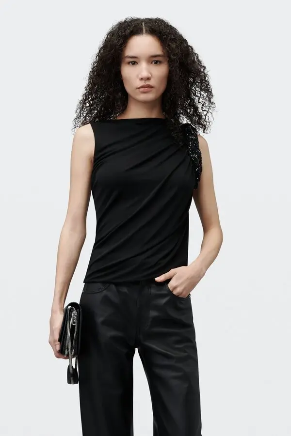 Alexander Wang Crystal Twist Sleeveless Top