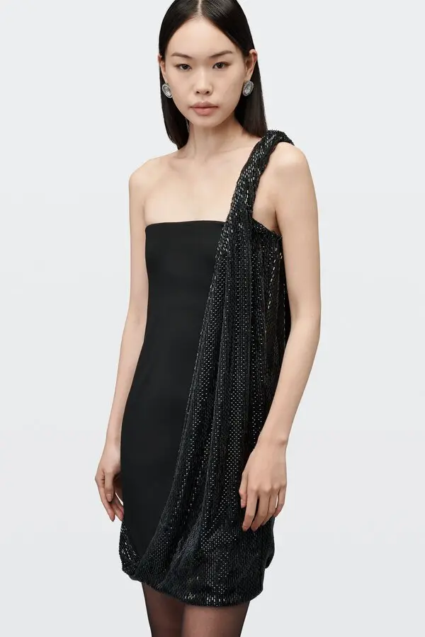Alexander Wang Crystal Twist Asymmetric Strapless Dress