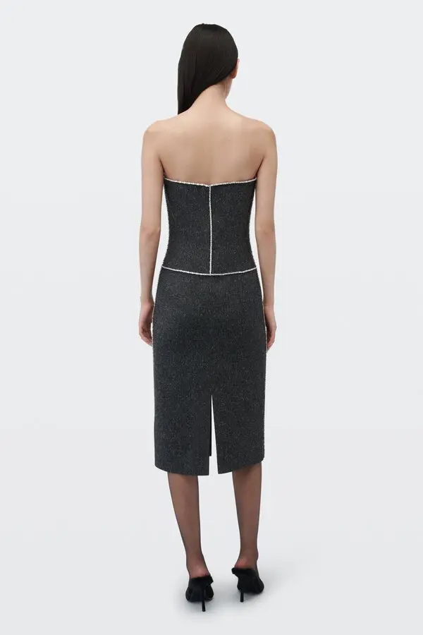 Alexander Wang Tweed Strapless Dress With Crystal Trim