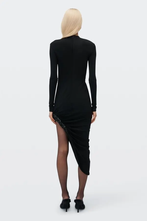 Alexander Wang Twisted Drape Hem Long Sleeve Dress