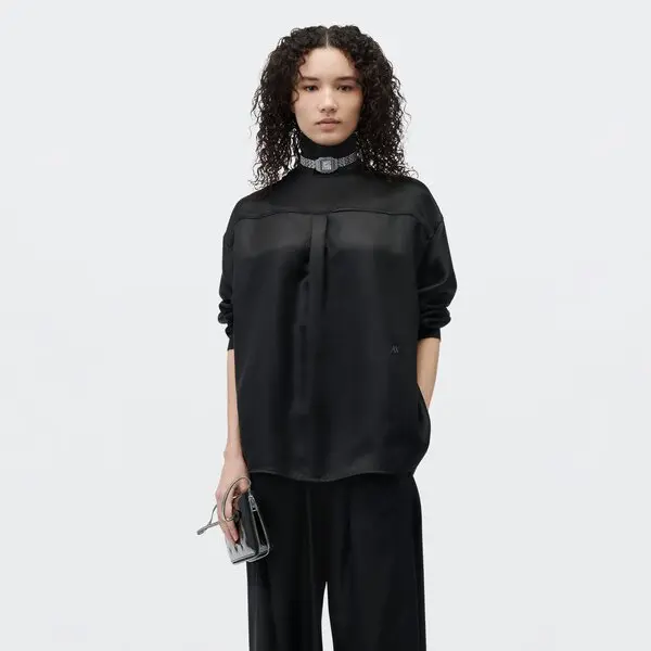 Alexander Wang Silk Reverse-detail Shirt - Black