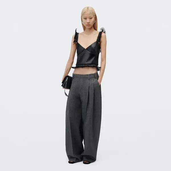 Alexander Wang Tweed Mid-rise Creased Pant - Charcoal