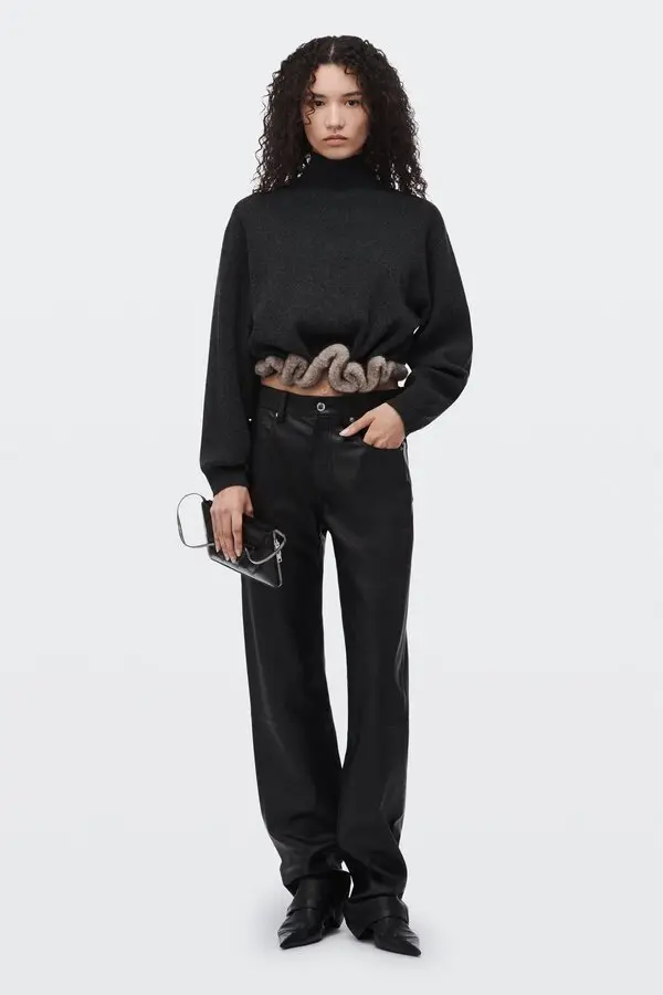 Alexander Wang Faux Fur Trim Turtlneck