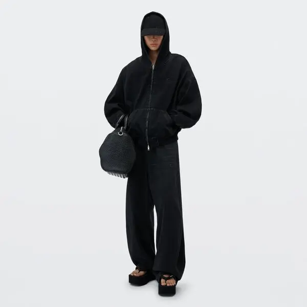 Alexander Wang Logo Elastic Brushed Denim Sweatpant - Washed Black