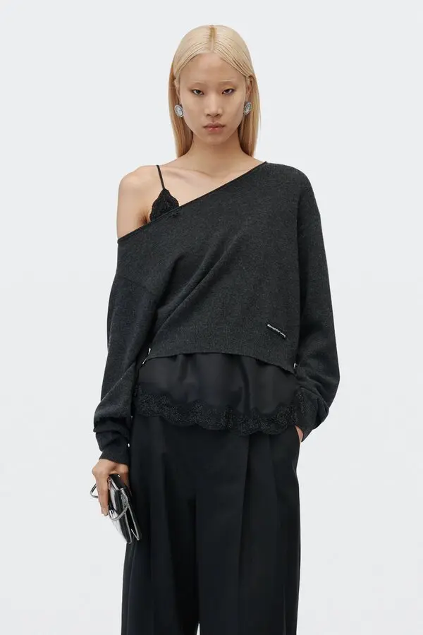 Alexander Wang Off-shoulder Layered Sweater
