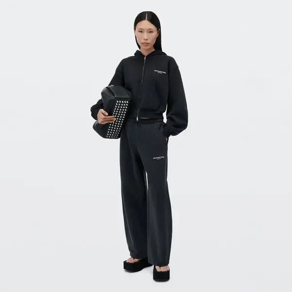Alexander Wang Logo Print Mid-rise Relaxed Sweatpant - Washed Black