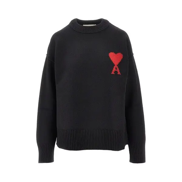 AMI Paris De Coeur Crewneck Sweater - Black