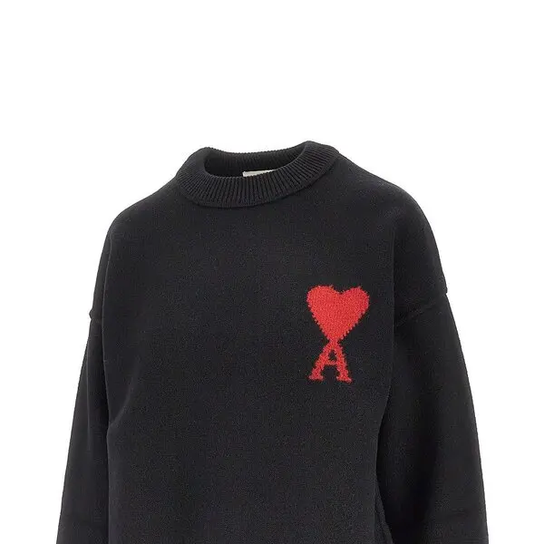 AMI Paris De Coeur Crewneck Sweater - Black
