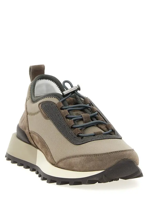 Brunello Cucinelli Round Toe Lace-up Sneakers
