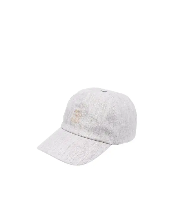 Brunello Cucinelli Embroidered Logo Cap - Light Gray
