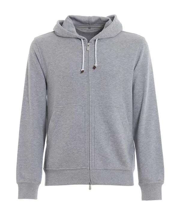 Brunello Cucinelli Zipped Drawstring Hoodie - Grey