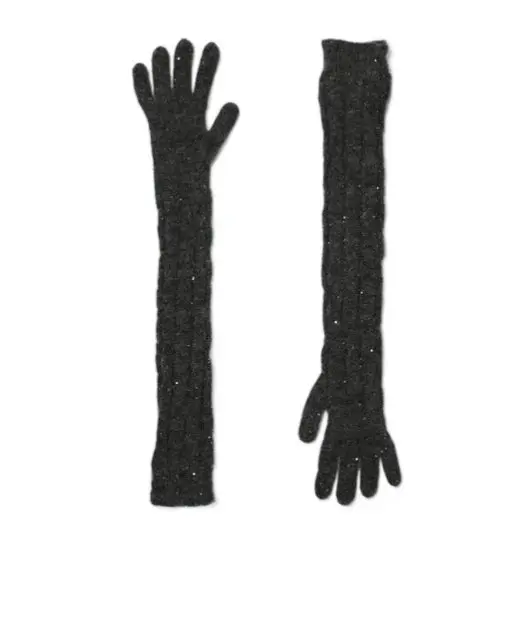 Brunello Cucinelli Sequin Embellished Knitted Gloves - Grey