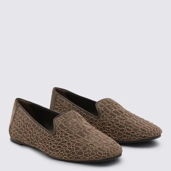 Brunello Cucinelli Embellished Round Toe Slip-on Flats
