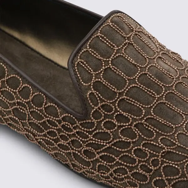 Brunello Cucinelli Embellished Round Toe Slip-on Flats