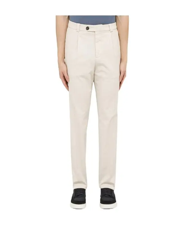Brunello Cucinelli Straight-leg Cotton Pants - White