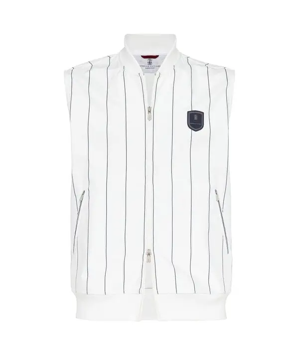 Brunello Cucinelli Striped Zip-up Gilet - White