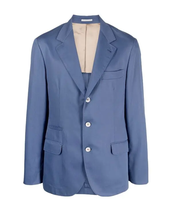 Brunello Cucinelli Single-breasted Cotton Blazer - Blue