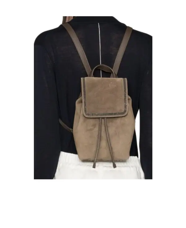 Brunello Cucinelli Crystal-embellished Leather Backpack