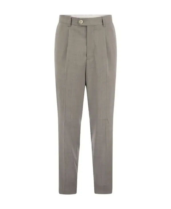 Brunello Cucinelli Virgin Wool Tailored Trousers - Gray