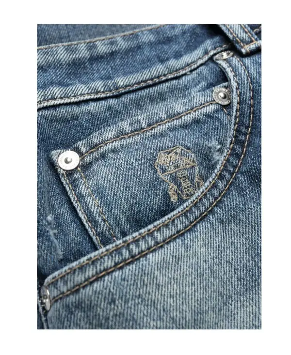 Brunello Cucinelli Logo-patch Cotton Straight-leg Jeans