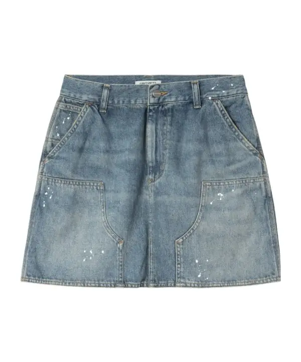 Carhartt Wip Maeve Paint-splatter Denim Skirt - Blue