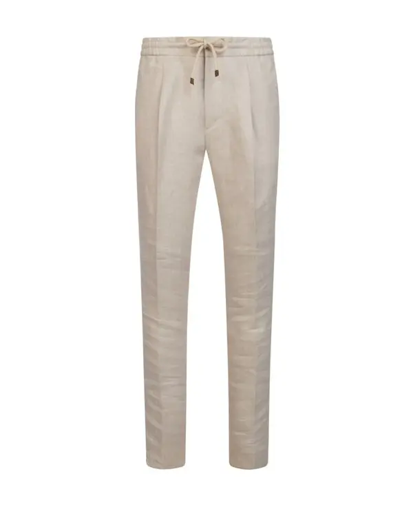 Brunello Cucinelli Straight-leg Linen Trousers - Nude