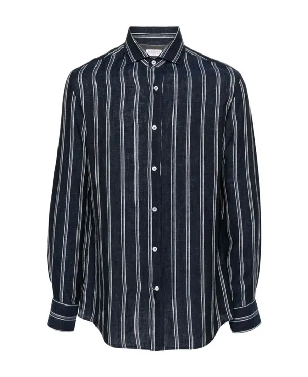 Brunello Cucinelli Stripe Detailed Button-up Shirt - Black