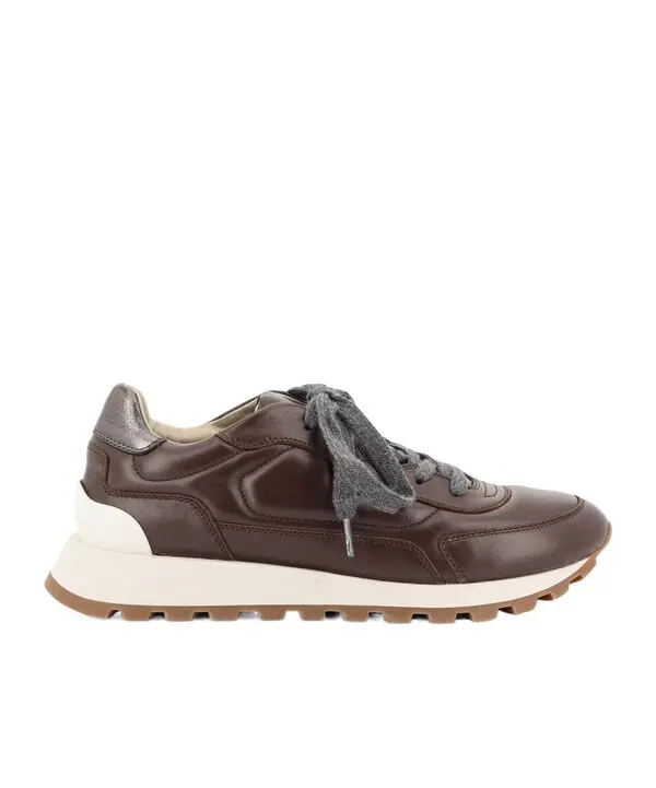 Brunello Cucinelli Round Toe Lace-up Low-top Sneakers