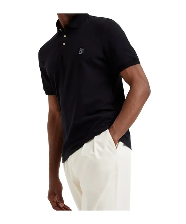Brunello Cucinelli Logo Printed Short Sleeved Polo Shirt