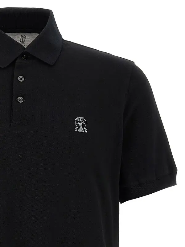 Brunello Cucinelli Logo Printed Short Sleeved Polo Shirt