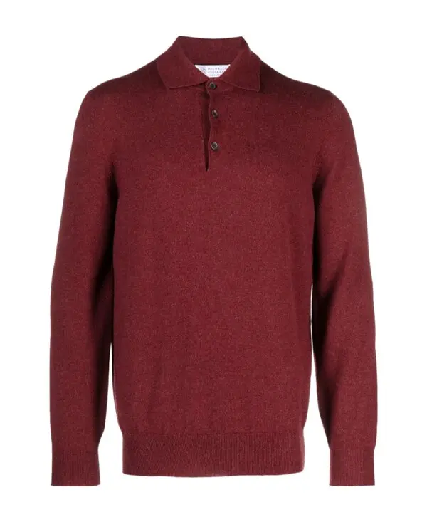Brunello Cucinelli Button-up Cashmere Polo Shirt - Red