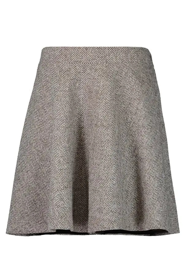 Brunello Cucinelli Herringbone Flared Mini Skirt - Gray