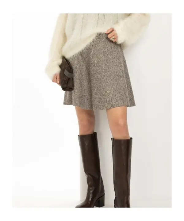 Brunello Cucinelli Herringbone Flared Mini Skirt