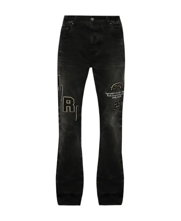 Amiri Logo-patch Distressed Jeans - Black