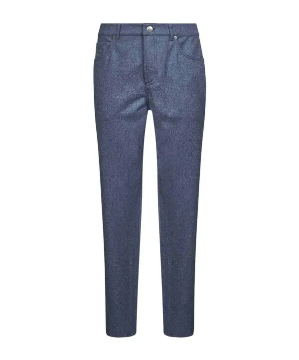 Brunello Cucinelli Logo Patch Tapered Leg Trousers - Blue