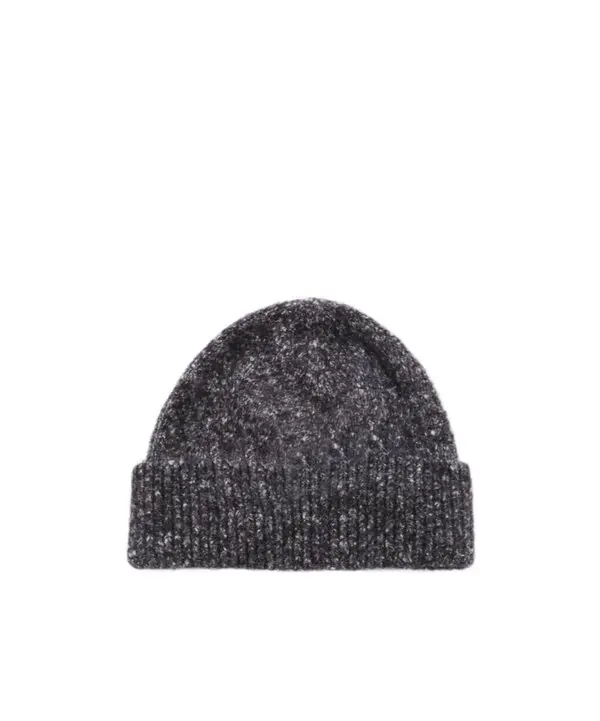 Brunello Cucinelli Folded Brim Knitted Beanie - Black